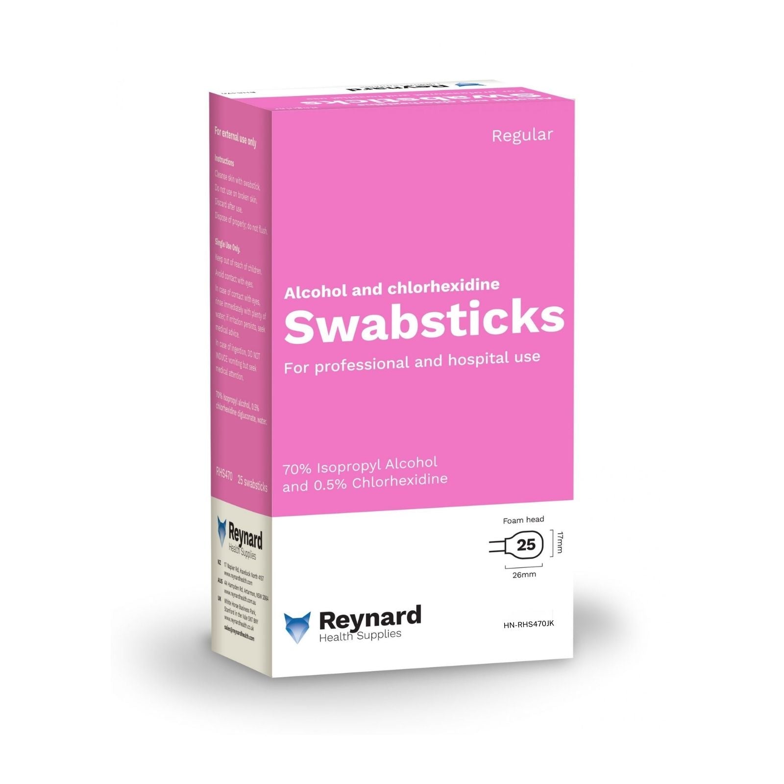 Reynard™ 0.5% Chlorhexidine & Alcohol Foam Swabsticks
